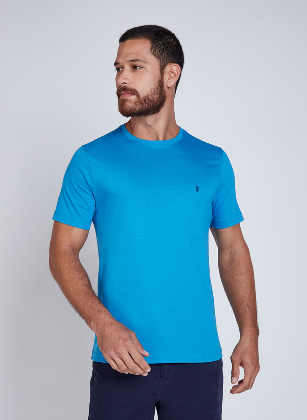 Camiseta Pima Básica Essencial Slim Fit Masculina Individual - Individual