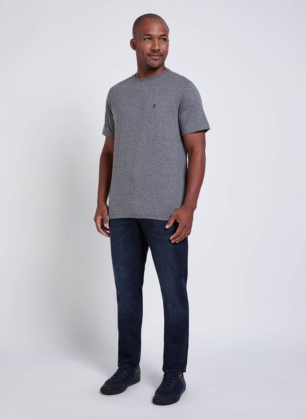 Camiseta Pima Básica Essencial Slim Fit Masculina Individual - Individual